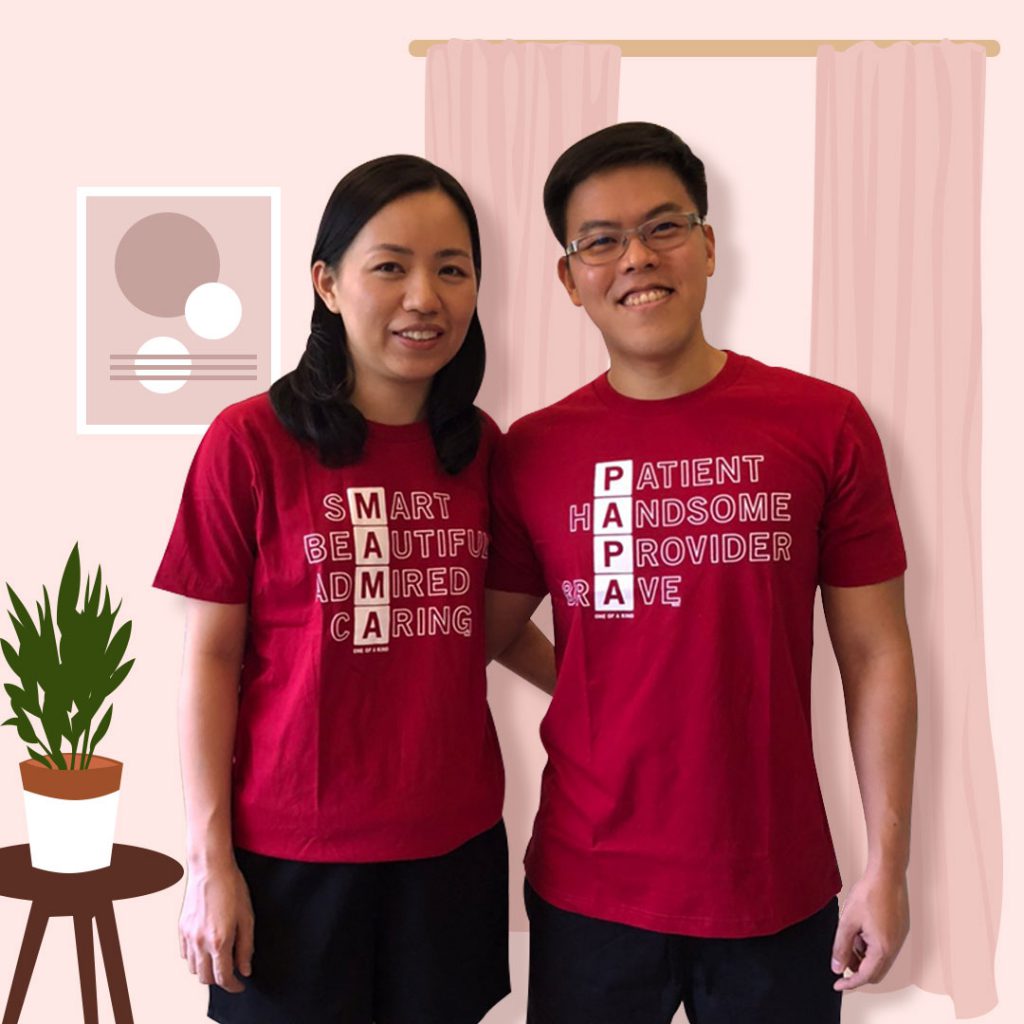 01_Mama & Papa Acronym (Maroon) Couple Shirt – Me&U